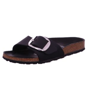 Birkenstock Damen Madrid Big Buckle Black, Oiled Leather FLIP Flops, 42 EU