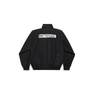 Balenciaga Logo-Patch Nylon Jacket - Black