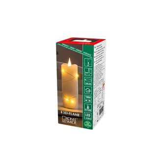 Konstsmide LED Echtwachskerze cremeweiß, 3D Flamme, Draht umwickelt, 4/8h Timer, 1 bernsteinfarbene Diode/6 LED Tropfen, batteriebetrieben, Innen, Batterie: 2 x 