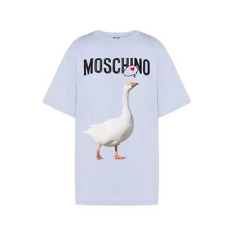 Moschino unisex, Tops, Bleu, Taille: 2XS Goose Cotton Jersey T-shirt