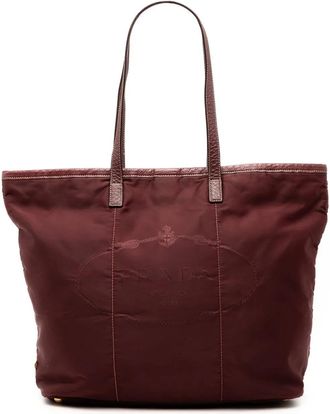 Prada Shopper - Tessuto Canapa Logo Tote - Gr. unisize - in Rot - f&uuml;r Damen