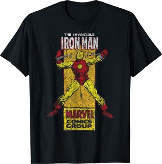 MARVEL Stempel Marvel The Invincible Iron Man, Retro-Comic, auf der Seite T-Shirt