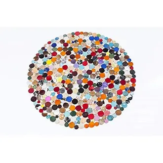 Kare Design Design Tapis Rond Circle, multicolore, rond, cercles, tapis en peau decoration, salon, chambre, fait à la main, Ø150cm