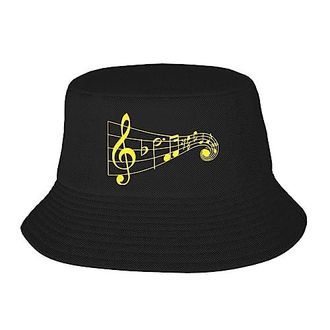 Generic Chapeau De Seau Unisexe Note De Musique Piano Dr&ocirc;le Seau Chapeau &Agrave; Large Bord Respirant Bonnet Soleil, pour Sports, De P&ecirc;che, La Randonn&eacute;e, 56-58cm