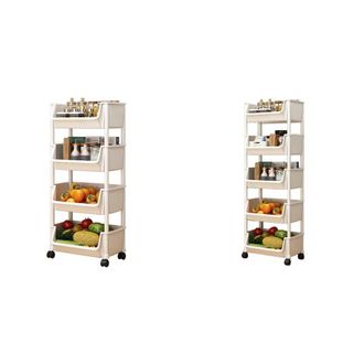 Generic Robuster mehrst&ouml;ckiger Kunststoffwagen mit drehbaren R&auml;dern for K&uuml;che, Bad, Wohnzimmer, B&uuml;ro