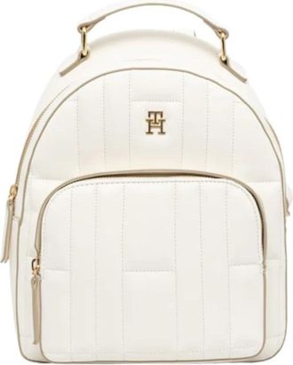 Tommy Hilfiger Femme, Sacs, Blanc, Taille: ONE Size Monogram Plaque Flag Quilted Backpack