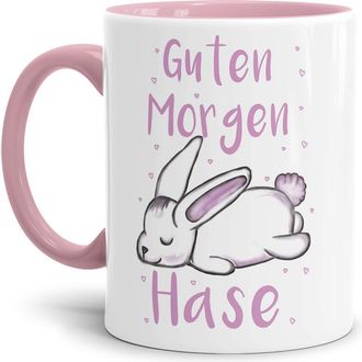 Tassendruck Oster-Tasse Guten Morgen Hase - Ostern/Witzig/Oster-Geschenk/Schön/Lustig/Innen & Henkel Rosa