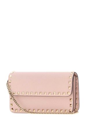 Valentino Garavani Womens Pink Leather Rockstud Clutch Rose Quartz Portafogli Wallet