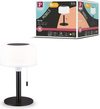 Paulmann 94607 Solar LED Akkutischleuchte Bartja IP44 2700K Schwarz USB-C Akku Mobile Tischleuchte