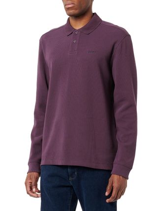 BOSS Herren Polohemd mit Polo-Kragen und Langarm, Purple, XL