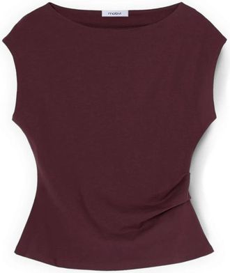 Motivi Femme, Blouses et Chemises, Violet, Taille: 36 FR Top avec drap&eacute; lat&eacute;ral