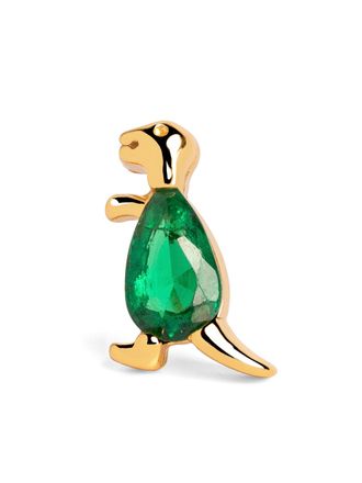 Singularu Einzelner Ohrring Dino T Rex Green. Sterlingsilber mit 18 kt Goldbeschichtung. Schmuck f&uuml;r Damen