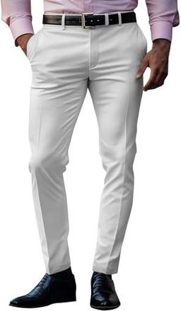 Generic Pantalon chino pour homme - Pantalon chino en tissu - &Eacute;l&eacute;gant - Pour le travail - Coupe ajust&eacute;e - Coupe droite classique - Baggy - Taille S &agrave; 3XL, Bla