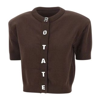 Rotate Rotate Birger Christensen, Femme, Pulls, Brun, Taille: 38 FR Gilet en maille ferme