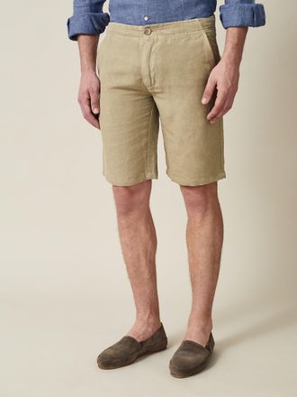 Luca Faloni Panarea-Shorts in Sand aus Leinen-Baumwolle f&uuml;r Herren