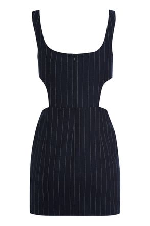 Zeynep Arcay Womens Wool Mini Dress With V-Neckline Blue