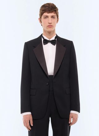 Fursac Veste de smoking satin&eacute;e en laine vierge - Taille 46 - Homme