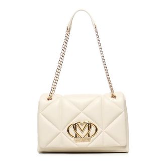Love Moschino Femme, Sacs, Beige, Taille: ONE Size Sac bandoulière blanc avec détails dorés