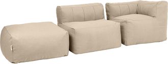 Icon Brand Zen Modular Sofa für Erwachsene, Beige, Olefin Stoff für Drinnen und Draußen, 3 Sitzer Ecksofa, Bequemer Sitzsack Sofa mit Schaumstoff Füllung, Garten