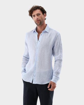 van Laack Leinenhemd mit geometrischem Druck