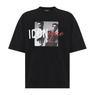 Dsquared2 Baumwoll-T-Shirt mit Print - - Tops - Herren - Schwarzk - L