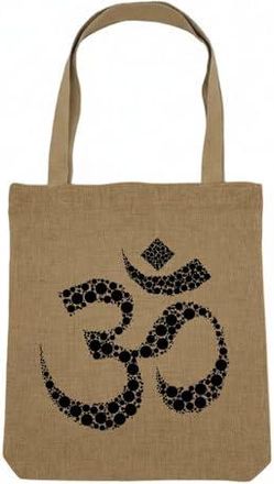 Fabulous Sac Shopping Tote Bag Aspect Lin - AUM Minimaliste Points signe Sacre Inde Lumiere Hindouisme - Sac de Courses Toile Epaisse 360g Beige Naturel Cabas 