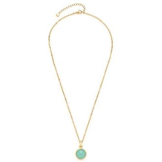Leonardo Bea 023059 Collier ancre en acier inoxydable doré avec pendentif rond cabochon en verre turquoise Longueur 45-50 cm Cadeau Femme Bijoux, 45 cm, Acier 