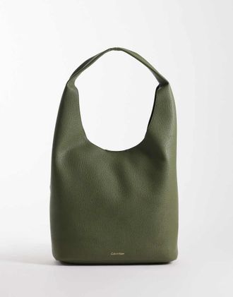 Calvin Klein Jeans - Sac grain&eacute; souple de taille moyenne - Kaki-Vert