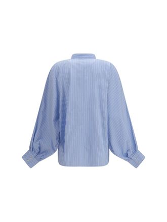 SoSUE Womens Antonia Voile Shirt Blue Stripes Cotton