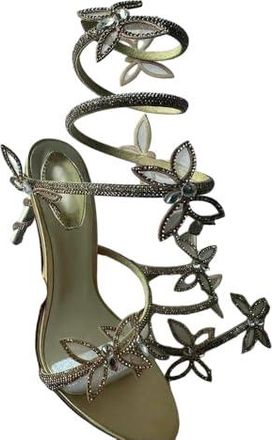 Generic YUJIEBB &Eacute;l&eacute;gant Rose Mariage Carstal Bow Talons Hauts Sandales Femme &Eacute;t&eacute; Sangle de Cheville Mince Talons Hauts Bout Ouvert Chaussures de F&ecirc;te, champag