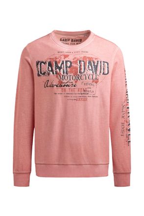 Camp David Herren Sweatshirt Oil Dyed mit Crack Prints Old Peach, XXXL