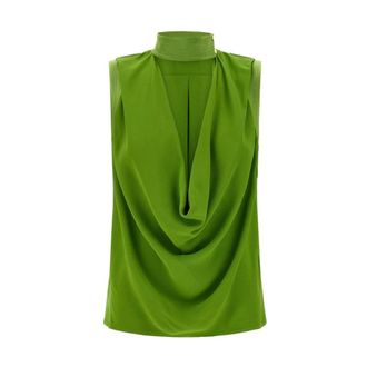 Elisabetta Franchi Viskose Georgette Top - - Blouses & Shirts - Damen - Gr&uuml;n - XL