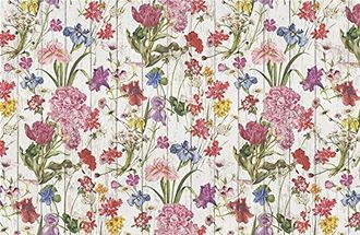 Vilber Flower DU 01 Vinyl-Teppich, 78 x 120 cm, kombinierbar mit 2 und 4 Tischsets aus Vinyl und harzbeschichteten Stoff