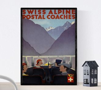 Nacnic Vintage Poster Vintage Poster Europa. Schweizer Alpen. A3 Größe