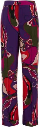 Pucci Femme, Pantalons, Multicolore, Taille: 42 FR Orchidee Print Silk Pajama Pantalons
