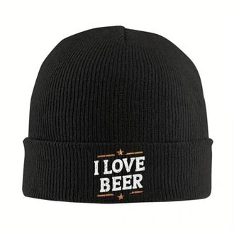 Generic Casquettes de Baseball pour Hommes Hommes, jAdore la bi&egrave;re, Bonnets Texte Tuques Bonnets en Maille imprim&eacute; Bonnet Hiver Y2K Cool Hommes Femmes Unisex 