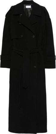 The Nina Studio Femme, Manteaux, Noir, Taille: 36 FR Manteau crois&eacute; avec ceinture