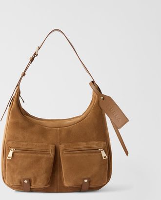 Furla Lynette Schultertasche L Toni Cognac Braun Wildleder Damen