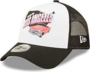 New Era USA Angeles A-Frame Adjustable Trucker Cap Schwarz Weiß gebogeener Schirm - One-Size