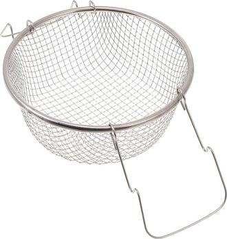 Hemoton Frittierkorb Pommeskorb Friteusenkorb Siebkorb 18cm Runder Korb mit Griffen Mini Metall Sieb für Hähnchenflügel Kartoffelchips Garnelen Pommes Frites 