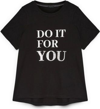 Fiorella Rubino Femme, Tops, Noir, Taille: 36 FR T-shirt en coton avec slogan motivant