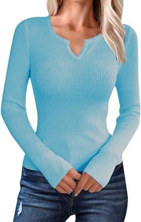 Generic Pull tricoté pour femme, pull tendance pour femme, col en V, pull en tricot torsadé à manches longues, pull tricoté décontracté pour lhiver, chaud et 