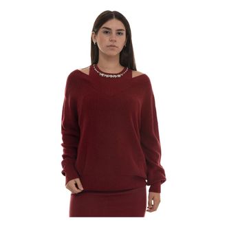 Liu Jo Pullover mit Schmuckstein-Stickerei - - Knitwear - Damen - Rot - L