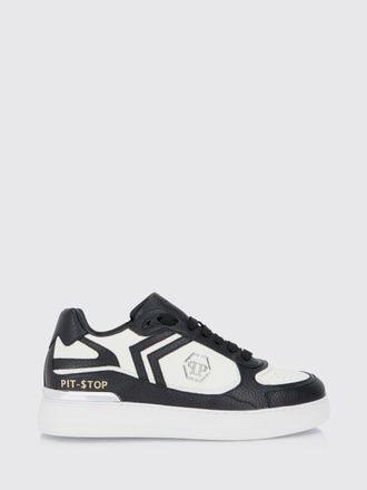 Philipp Plein Niedrige Sneaker Pit-$top aus Monogramm-Leder mit Hexagon-Logo