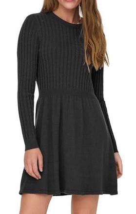 Only Onlfia Ls Cable Dress KNT, Gris fonc&eacute; m&eacute;lang&eacute;, L