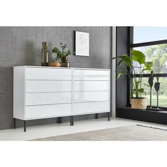 BMG M&ouml;bel BMG M&ouml;bel Sideboard Mailand Set 1, grifflos, Metallf&uuml;&szlig;e, Wei&szlig;/ Wei&szlig; hochglanz