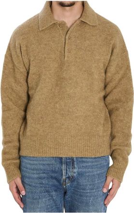 Ami Homme, Pulls, Brun, Taille: L Wool Blend Knit Polo Sweater