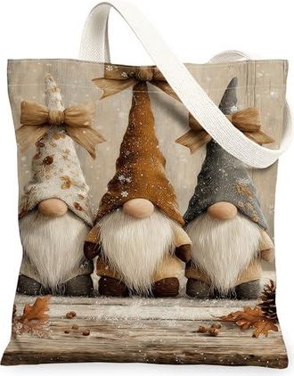 Generic Sacs fourre-tout en toile motif nain de nain pour lautomne - R&eacute;utilisables - L&eacute;gers et lavables - Pour le shopping, les voyages, la plage, le pique-ni