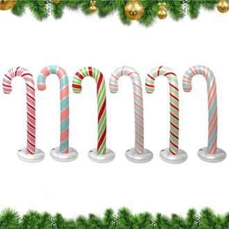 Generic Aufblasbare Weihnachtsdekoration | Attraktives Ornament f&uuml;r 4,26 Fu&szlig; Zuckerst&auml;bchen, 6 St&uuml;ck aufblasbare Zuckerstangen wetterfest mit Wasser bef&uuml;llbar
