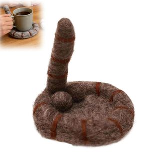 Generic Untersetzer aus Filz in Katzenpopo-Form - Einfach zum Verlieben! Handgefertigter Getr&auml;nkeuntersetzer mit Katzenschwanz und Bommeln, witziger und saugf